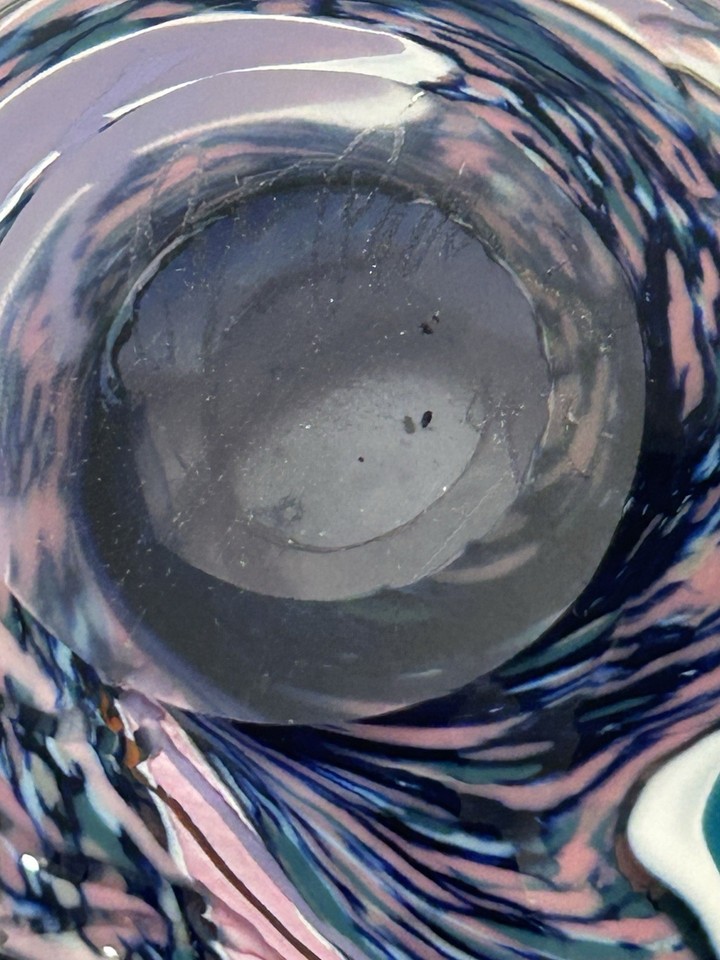 Vtg '93 Peter Patterson Handblown Glass Purple Paperweight Art Glass ...