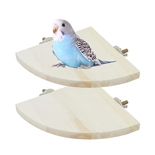 Bird Perch Stand 2 Pack Wooden Platform Corner Ledge for Budgies S (5.1 ...