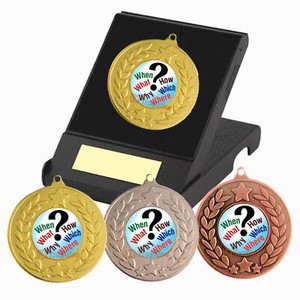 Quiz Medal in Box, Free Engraved Plaque Quiz Trophy Award, Questions ...