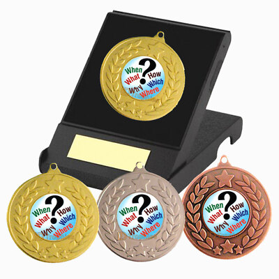 Quiz Medal in Box, Free Engraved Plaque Quiz Trophy Award, Questions ...