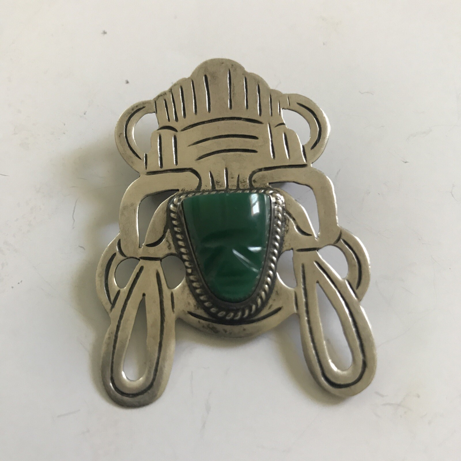 VINTAGE MEXICO 925 Plata SILVER AZTEC PIN BROOCH CAR… - Gem