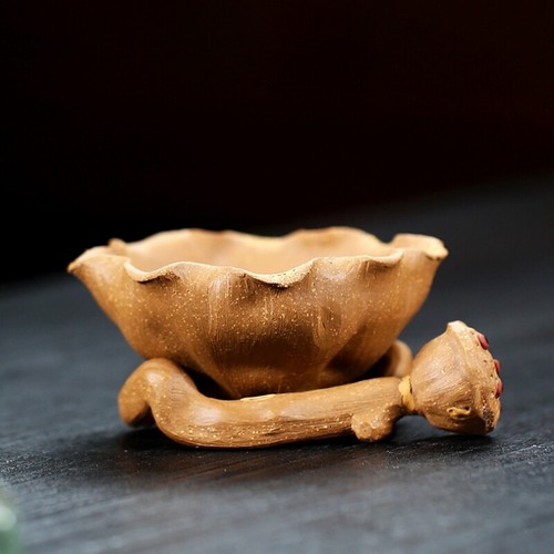 handmade artware real yixing zisha duan clay lotus carved tea filter ...