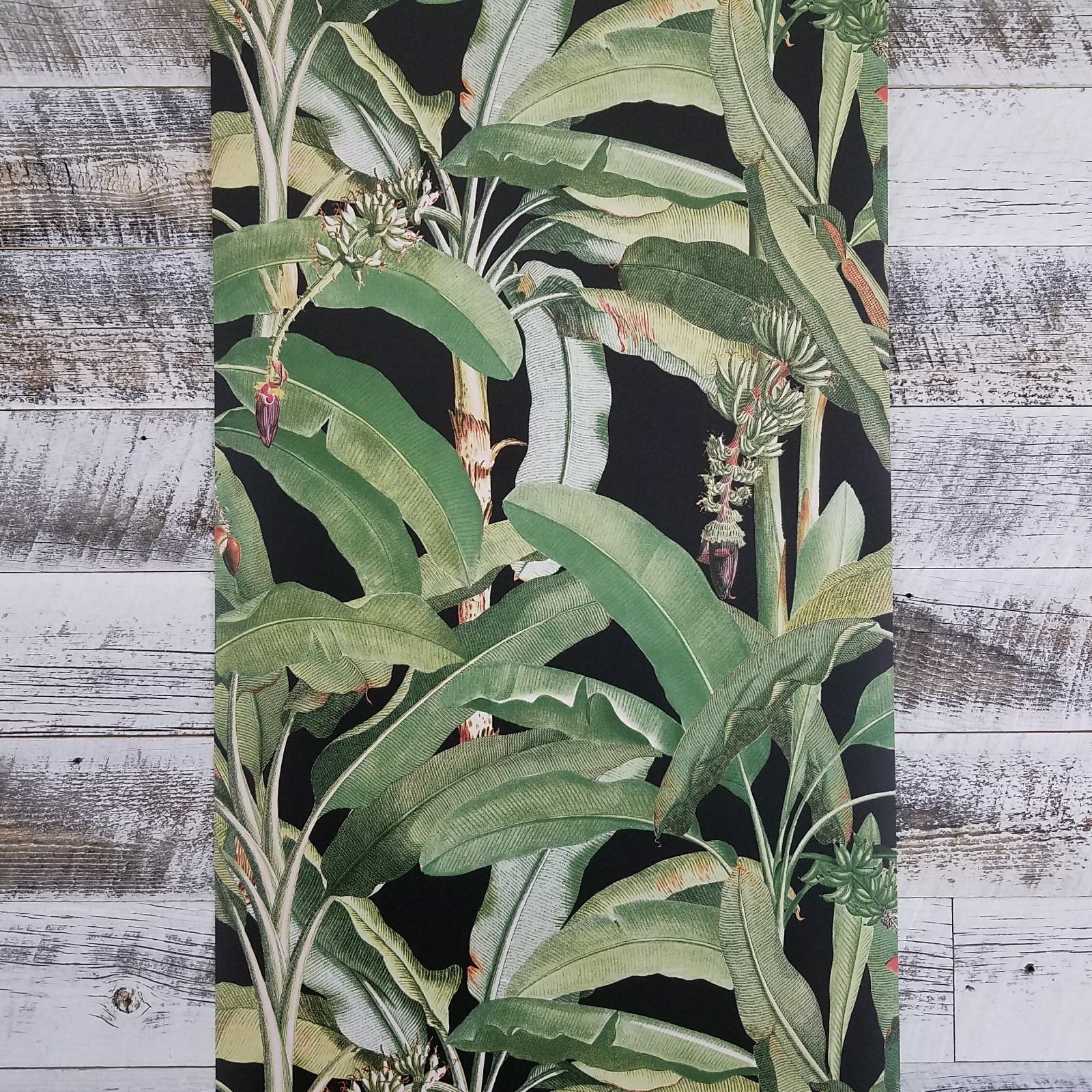 Norwall Manor House MH36535 Polynesian Leaves Wallpaper Black Green for ...