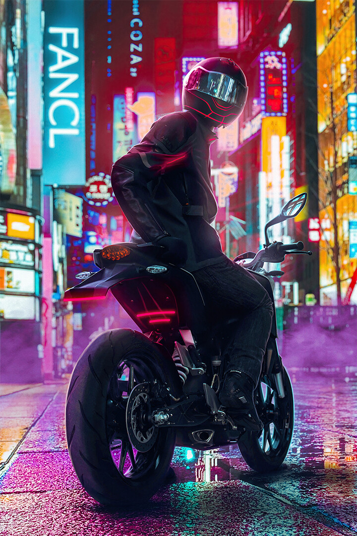 Anime Motorcycle Girl