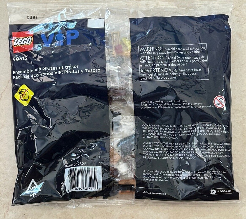 LEGO 40515 PIRATES & TREASURE VIP ADD ON 103 Pieces Shark Cannon ...