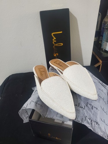 Lulus | 8.5 | Joelle White Glitter Loafer Slides | sold out in stores ...