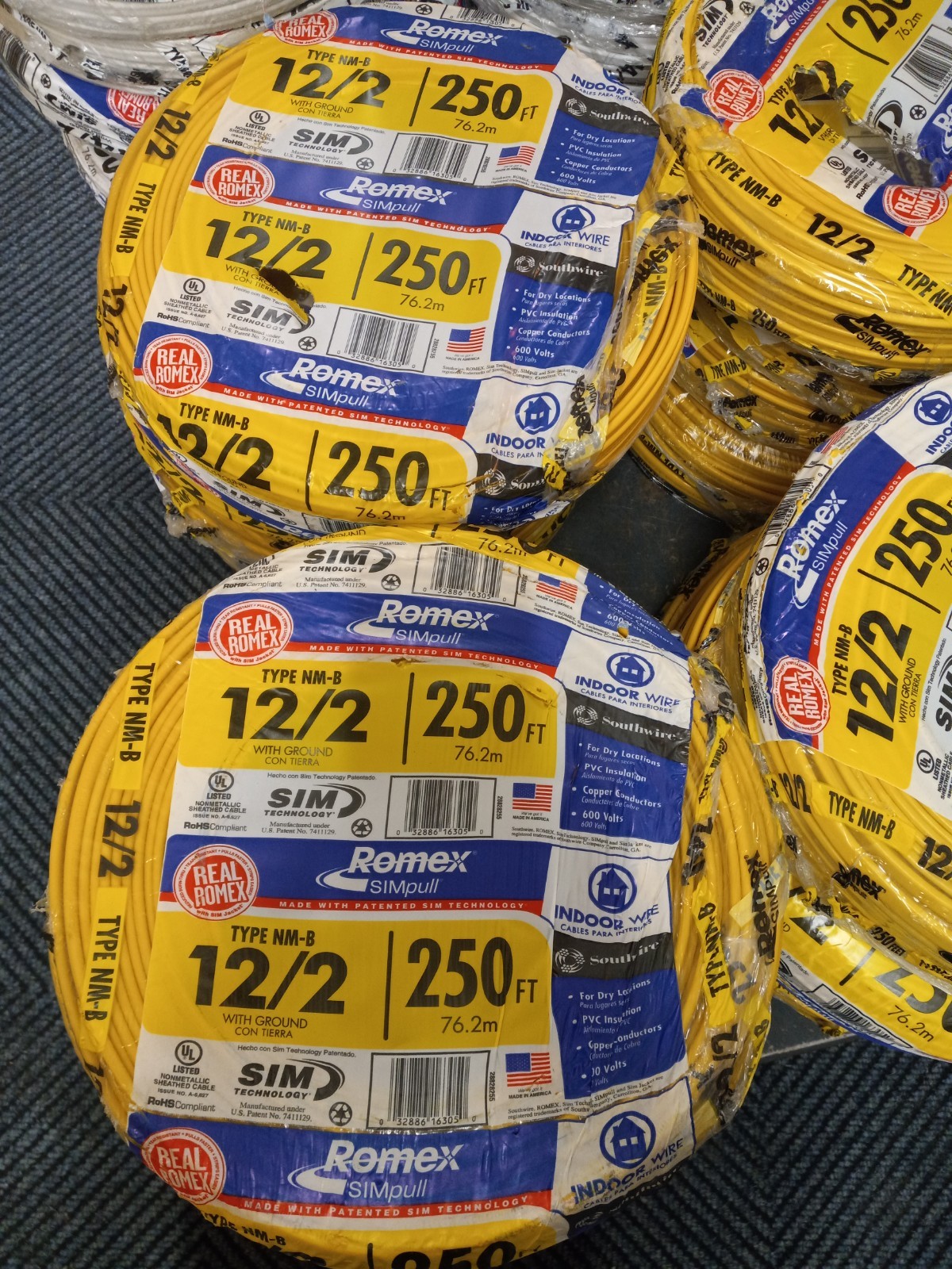 250 ft. 12/2 Solid Romex SIMpull CU NM-B W/G Wire