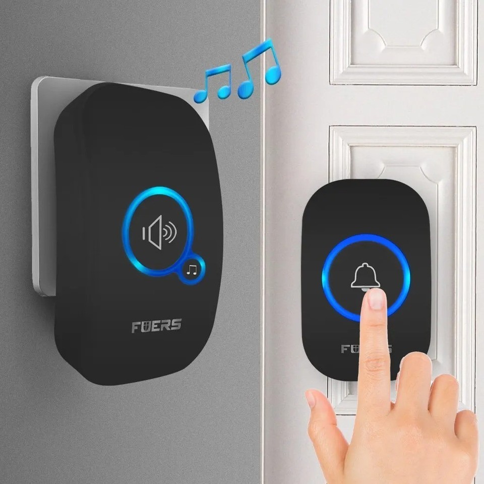 Wireless Doorbell Waterproof Range Door Bells Kit Cordless Plug-in Home ...