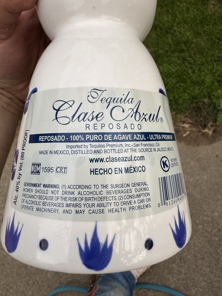 Class Azul Reposado Empty Blue & White Tequila Bottle 750ml Hand ...