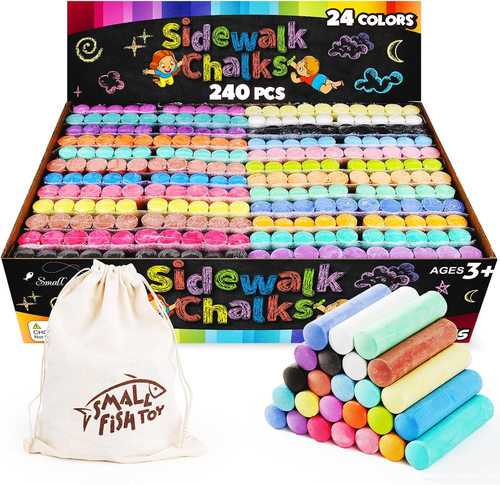 240PCS Washable Sidewalk Chalks, 24 Colors Jumbo Chalk for Kids, Non ...