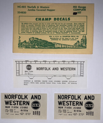 CHAMP HO DECAL-NORFOLK & WESTERN/N&W JUMBO COV HOP-GRAY w/BLK ...
