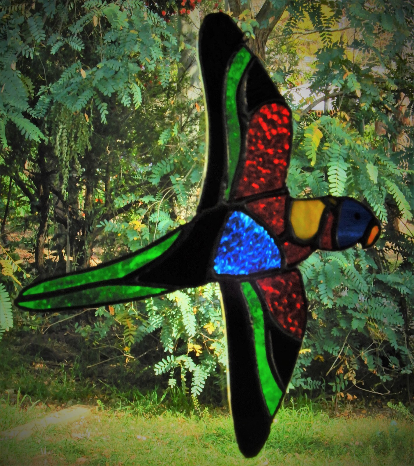 Large TROPICAL PARROTS PAIR male & female Australian Stained Glass ...