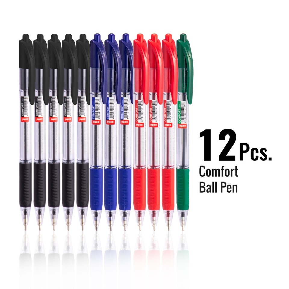 Cello Ballpoint Pens 1.0mm Assorted Colors ,Medium BLACK BLUE RED ...