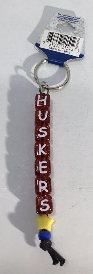 Nebraska Huskers Cornhuskers Keychain Key Ring Red Block Letters ...
