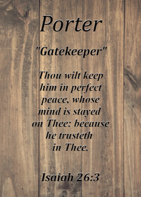 Porter "Gatekeeper" Keepsake Name Meaning Card with Bible Verse | eBay