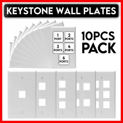 10 PCS Keystone Wall Plate RJ45 Network Keystone Jack Face Plate White ...