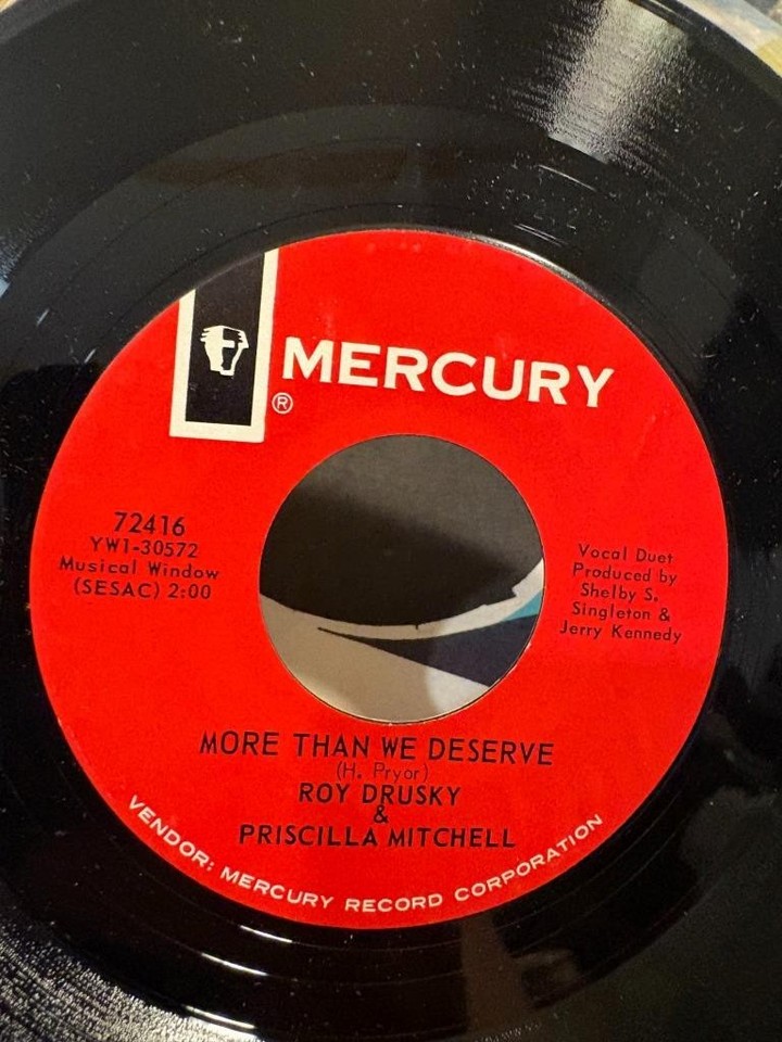 7'' 45 RPM ROY DRUSKY & PRISCILLA MITCHELL YES, MR. PETERS / MORE THAN ...