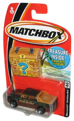 Matchbox Chevrolet Avalanche (2005) Green Toy Truck w/ Treasure Chest ...