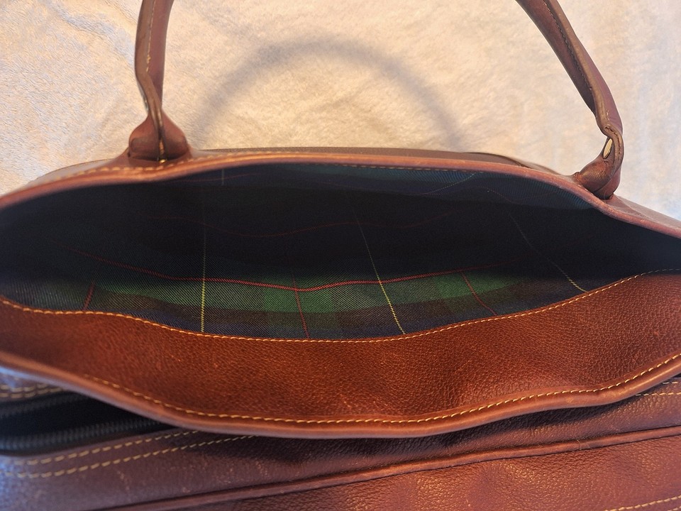 Orvis Genuine Bullhide Leather Briefcase Laptop Bag Brown | eBay