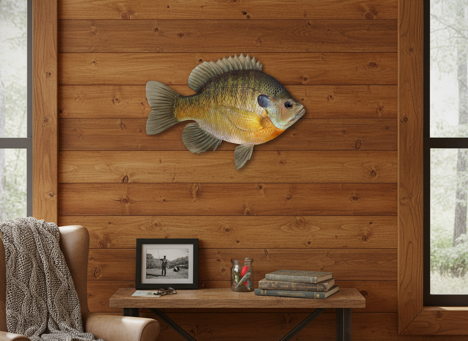 Realistic Bluegill Fish Metal Replica 2D Wall Mount Wildlife Art Cabin ...
