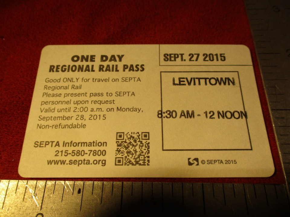 POPE FRANCIS World Meeting of Families 9/27/2015 Philadelphia SEPTA ...