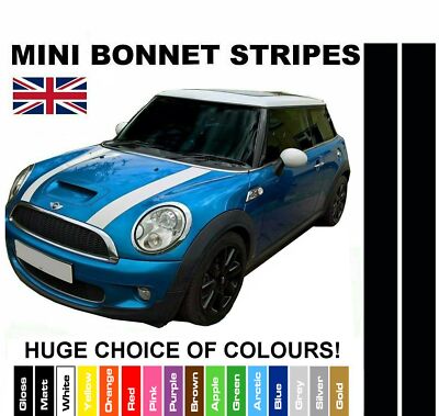 MINI ONE Cooper & S Bonnet Stripes Self-Adhesive Racing Vinyl Decals ...