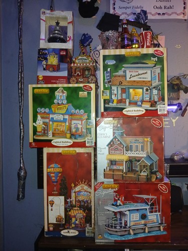 lemax lighted christmas village houses trees | eBay