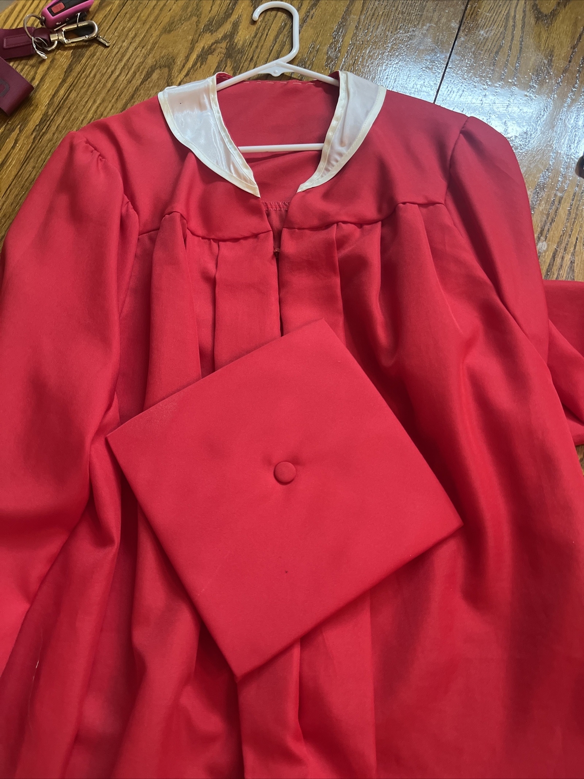 Red White High School Graduation Cap and Gown See Mea… - Gem