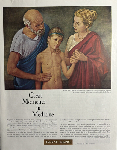 1959 Parke Davis Medicines Hippocrates Science Robert Thom Vintage ...