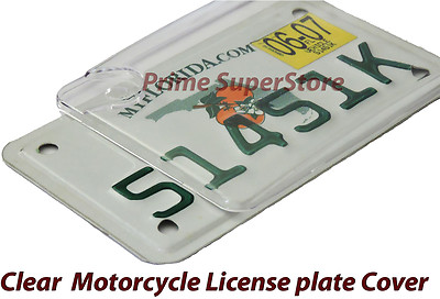 NEW MOTORCYCLE BUBBLE CLEAR LICENSE PLATE COVER BUG SHIELD PLASTIC TAG ...
