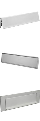 SATIN ALUMINIUM -Front door Internal External letter box postal plate ...