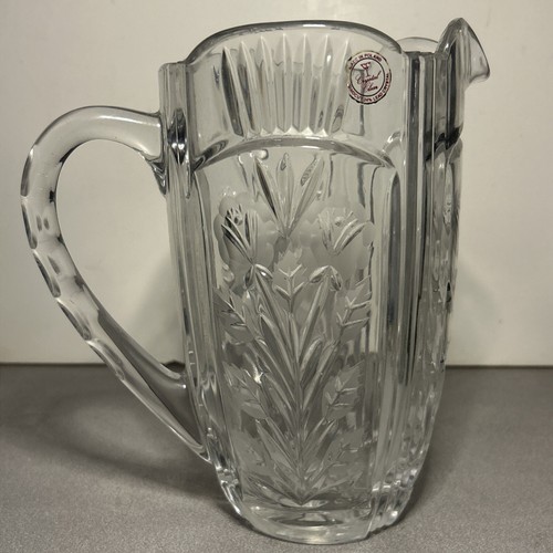 Vtg 24% Lead Crystal Pitcher Hand Cut Glass Water Beverage Poland ...