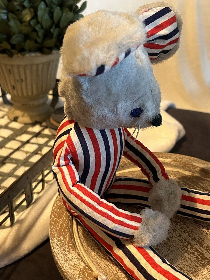 VINTAGE 1940-50s, Eden Inc., N.Y. Foam Stuffed Mouse Red, White & Blue ...