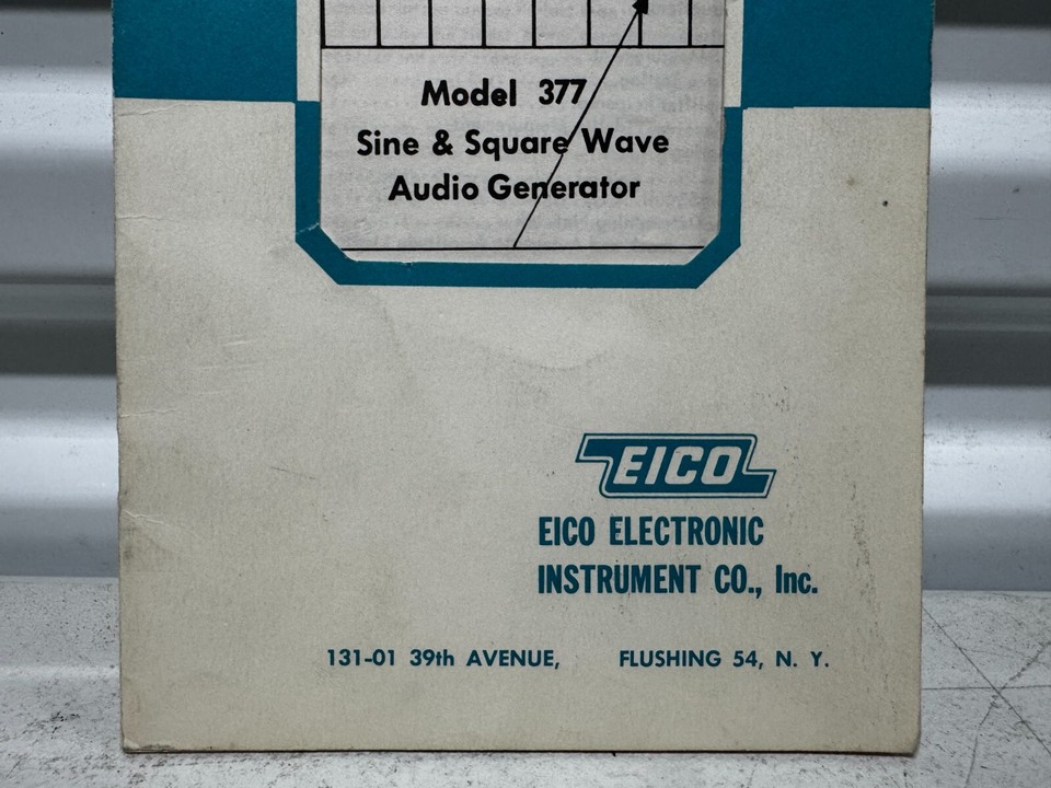 Vintage EICO Model 377 Sine and Square Wave Audio Generator Instruction ...