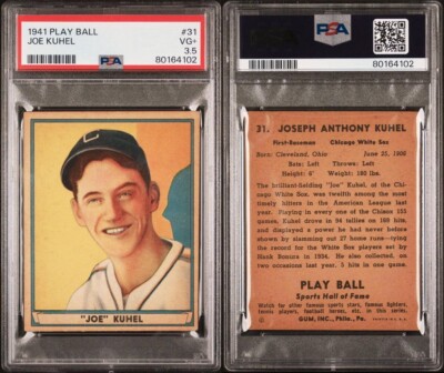 Joe Kuhel #31 - 1941 Play Ball - PSA 3.5 VG+ | eBay