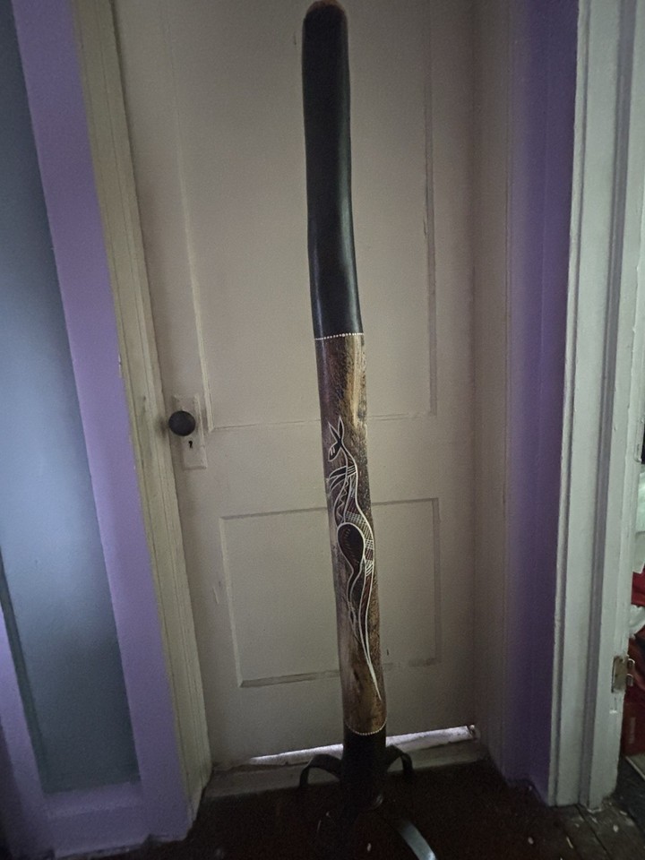 Wood Didgeridoo Traditional Horn Aboriginal Art Design Varnished Finish ...