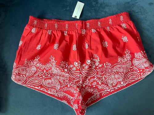 NWT Anthropologie Dolphin Boxer Shorts Women's M Red White Bandana Look ...