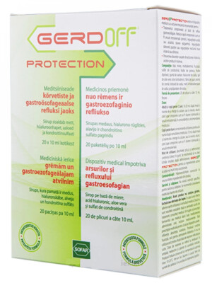 Gerdoff Protection 10 ml, 20 sachets heartburn, chest pain, acid ...