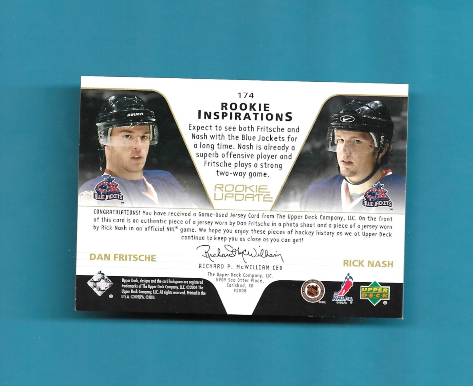 2003-04 Upper Deck Rookie Update - #174 Dan Fritsche, Rick Nash /999 ...