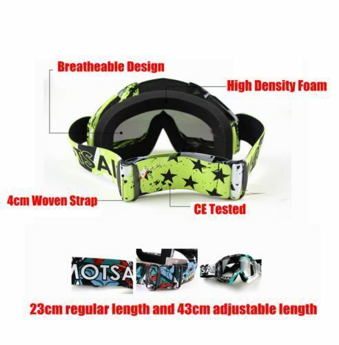 Blue motocross motorbike goggles anti-fog UV protection MX dirt PIT ...