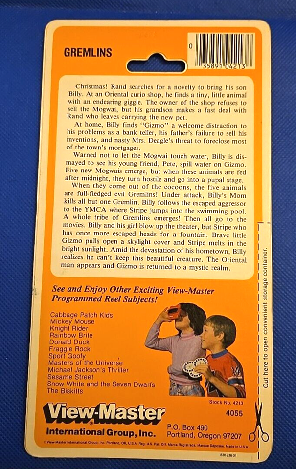 SEALED Gremlins Phoebe Cates Gizmo Stripe view-master 3 Reels Blister ...