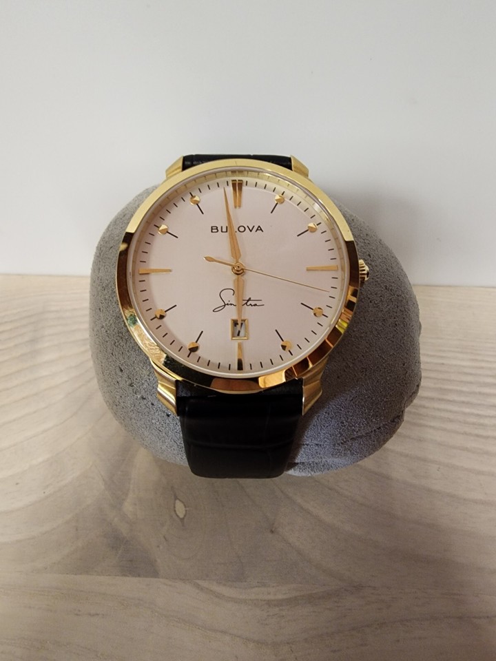 Bulova 97B204 Men's Frank Sinatra Classic Gold Tone Watch Black Used | eBay