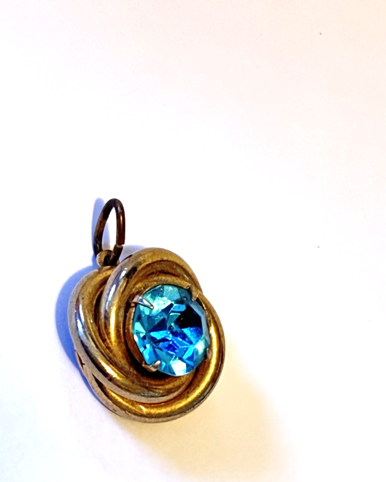 Vintage Pendant Blue Sparkling Rhinestone Gold Tone Metal | eBay