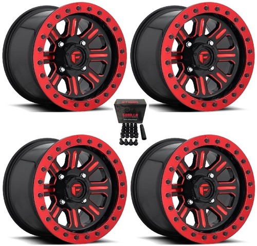 Fuel Hardline Beadlock 15" UTV Wheels Red Honda Pioneer 1000 / Talon (4 ...