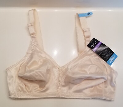 Bali Bra 36C Classic Support Cool Comfort Ivory Unlined Wireless Style ...