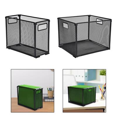 File Folder Box Vertical File Storage Basket Mesh Metal File Organizer ...