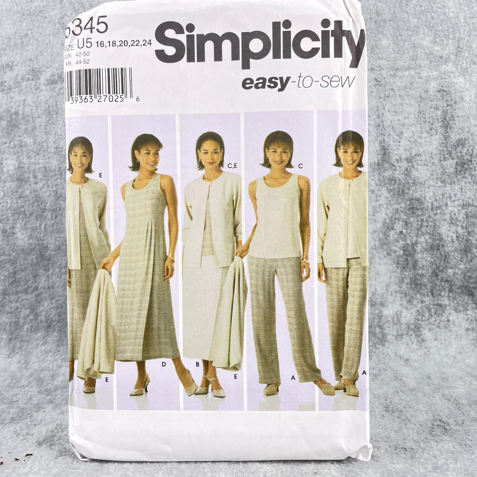 Simplicity 5345 Plus Size Dress Skirt Top Jacket Pants Misses 16 24 ...