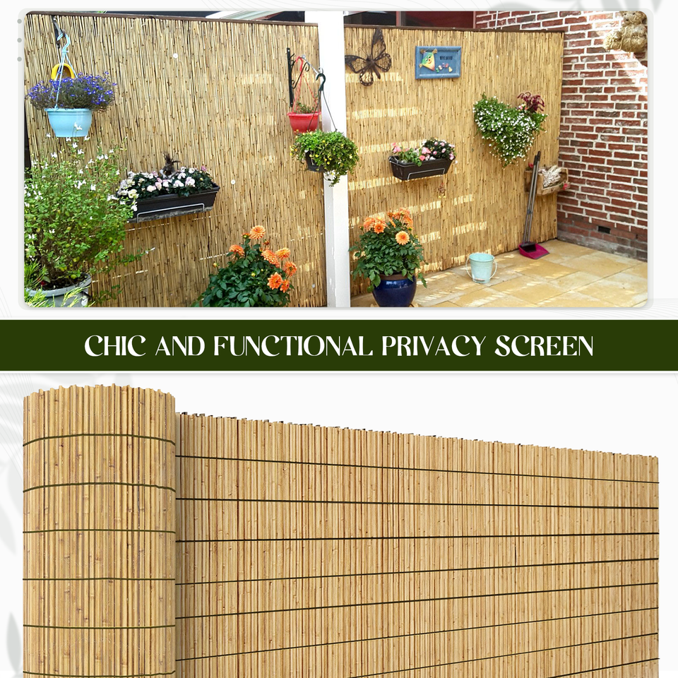 Bamboo Slat Cane Screening Roll Garden Fencing Panel Outdoor Privacy ...