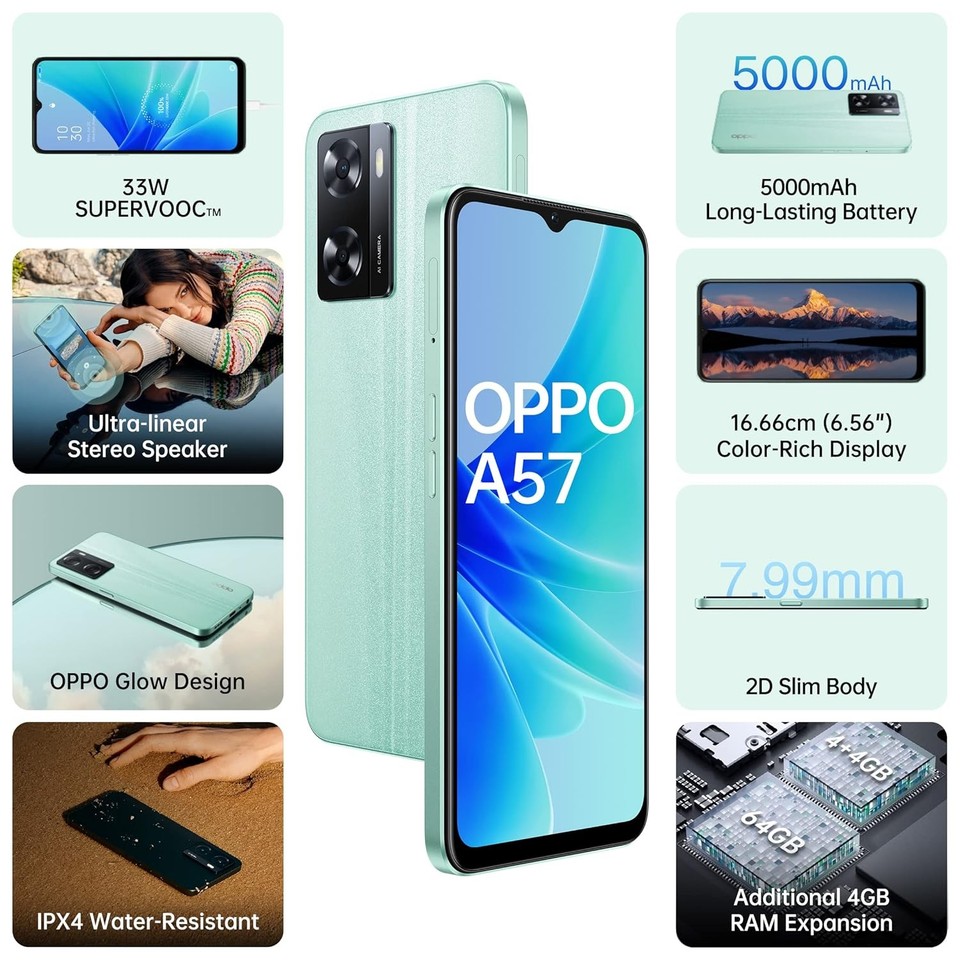 Oppo A57 (Glowing Green, 4GB RAM, 64 Storage) with No Cost EMI ...