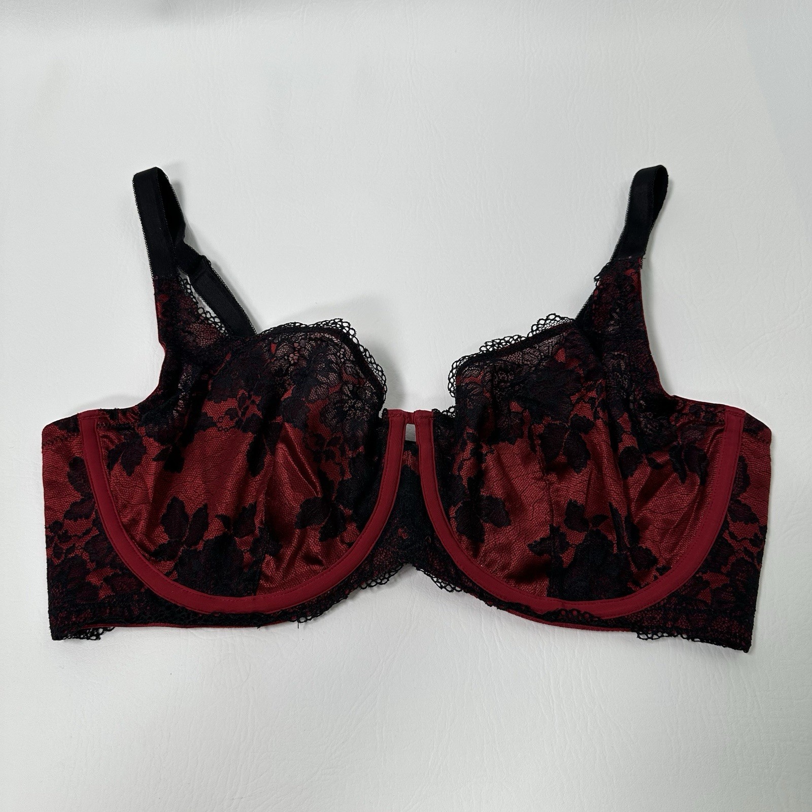 Torrid Curve Balconette Boudoir Bra Size 38DD Red Bla… - Gem